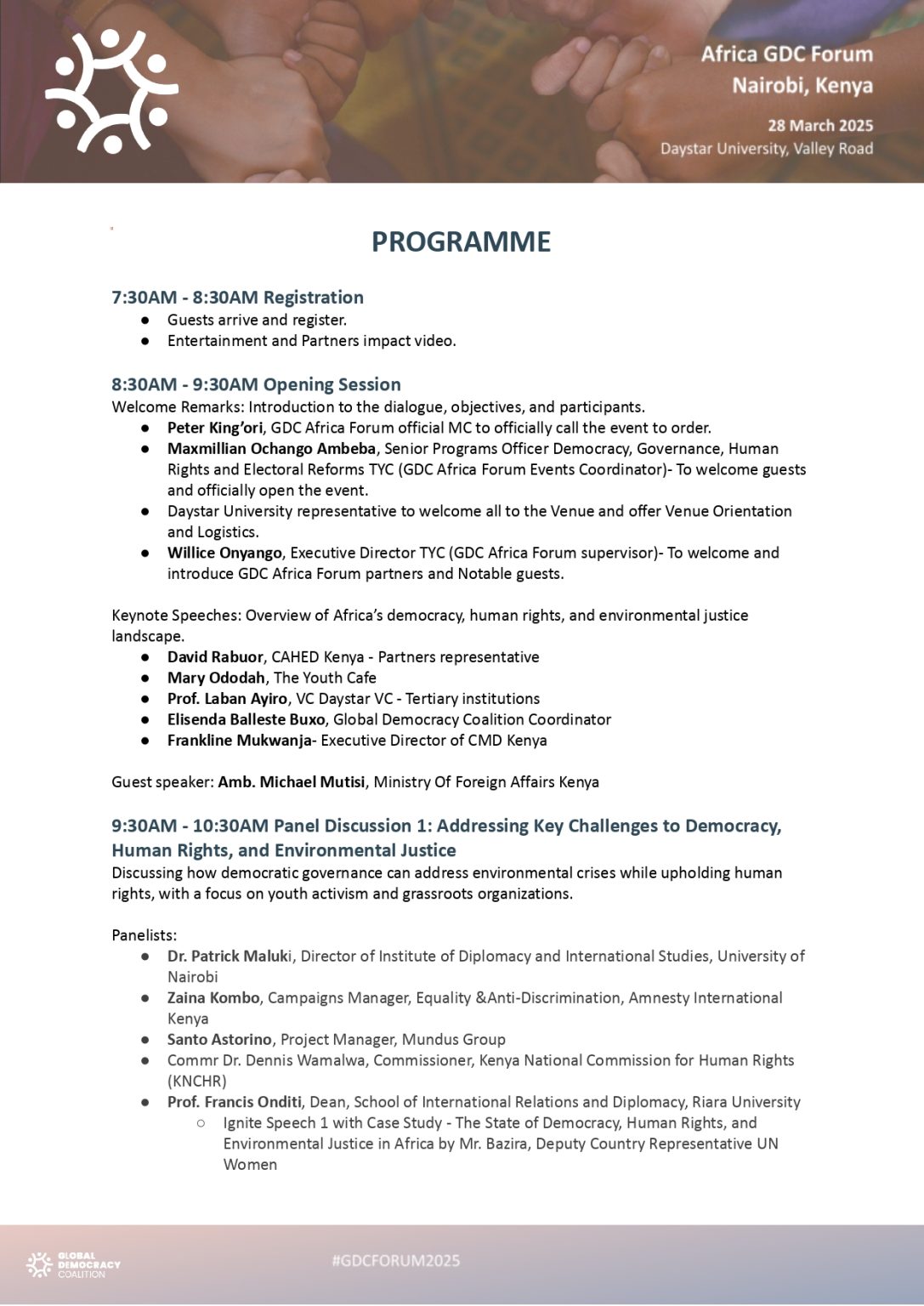 GDC Forum Africa 2025 – Global Democracy Coalition