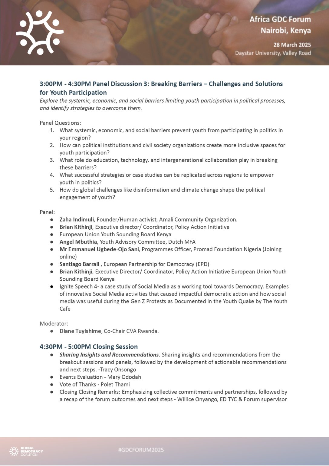 GDC Forum Africa 2025 – Global Democracy Coalition