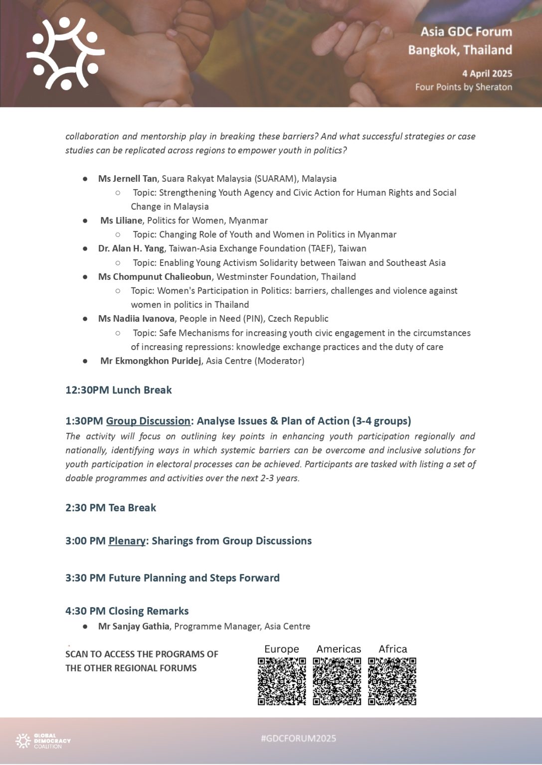 GDC Forum Asia 2025 – Global Democracy Coalition